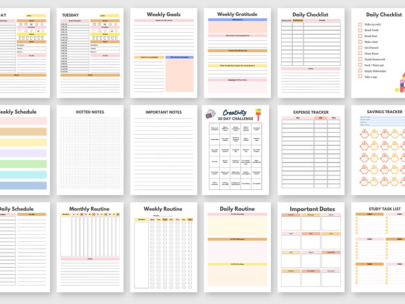 2024 ADHD Planner for Kids, Printable School Planner, Children Journal ...