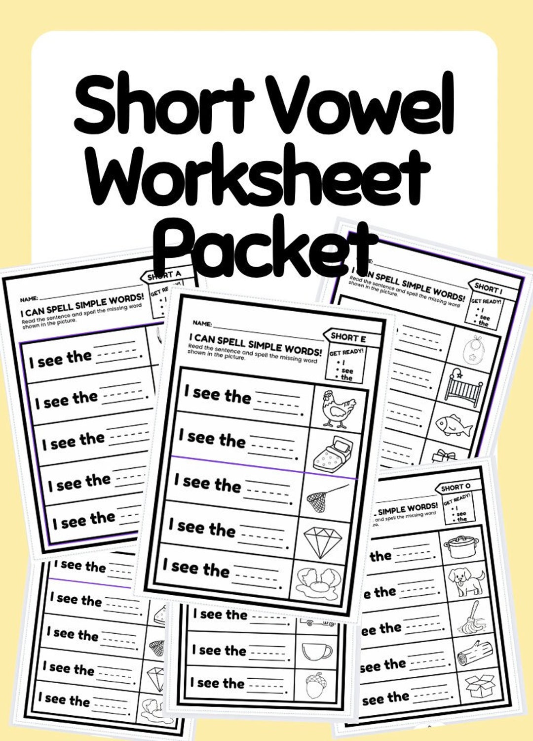 I Can Spell Simple Words Short Vowel Packet - Etsy Canada