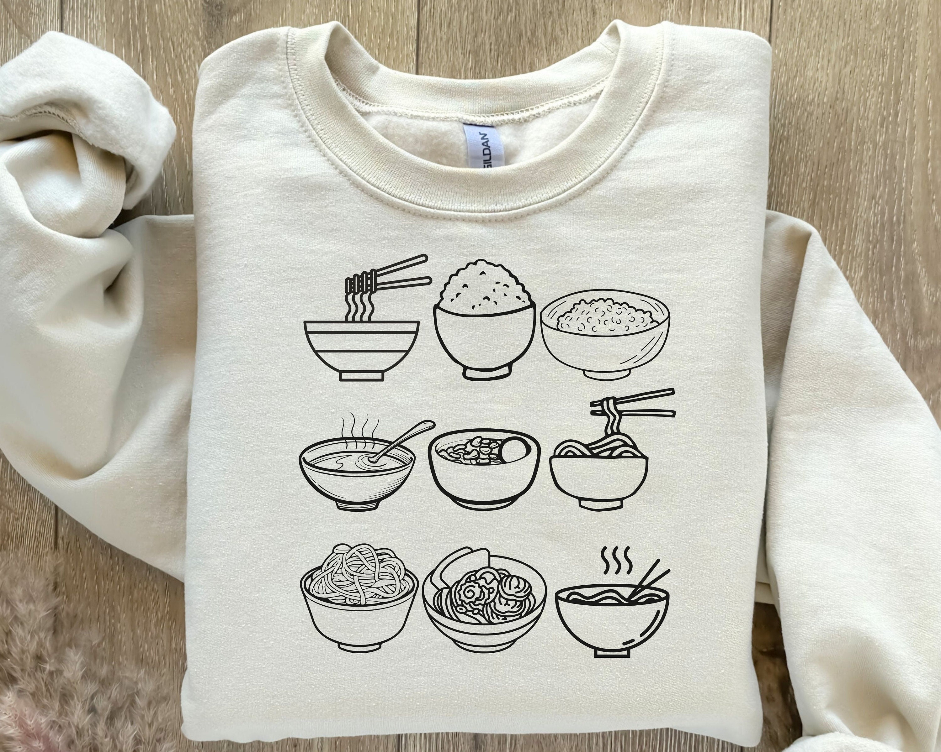 Noodle Sweater Ramen Rice Sweatshirt Bulgogi Pho Sweater Asian Food ...