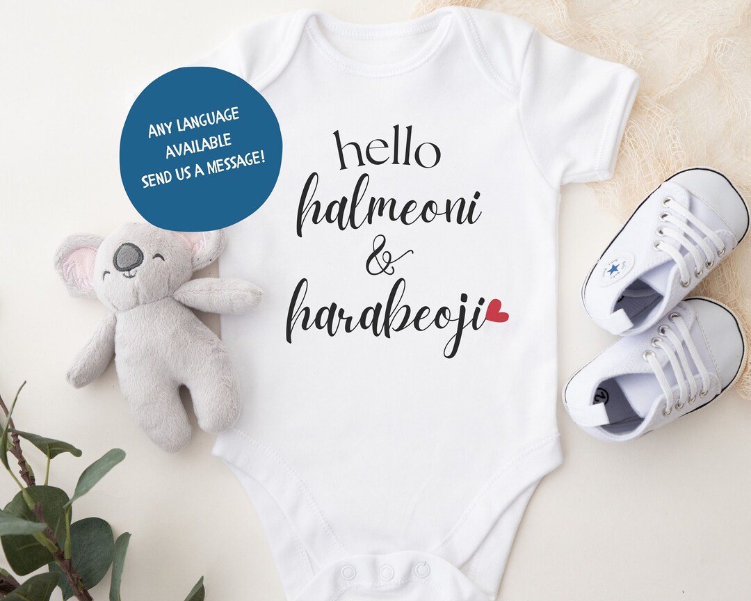 Korean Bodysuit for Baby Announcement Pregnancy Reveal Hello Halmeoni ...