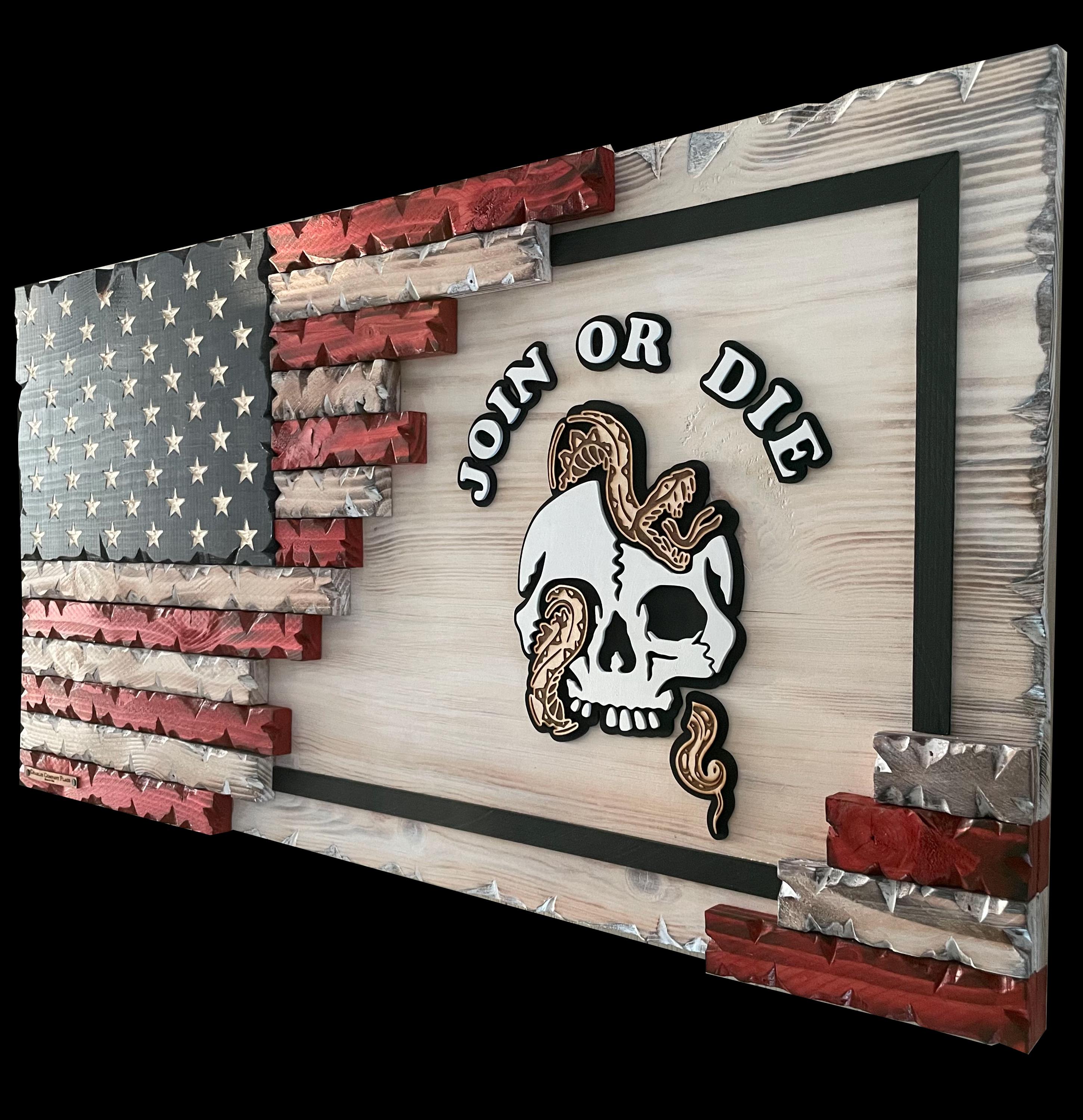 American Join or Die Wooden Flag - Etsy