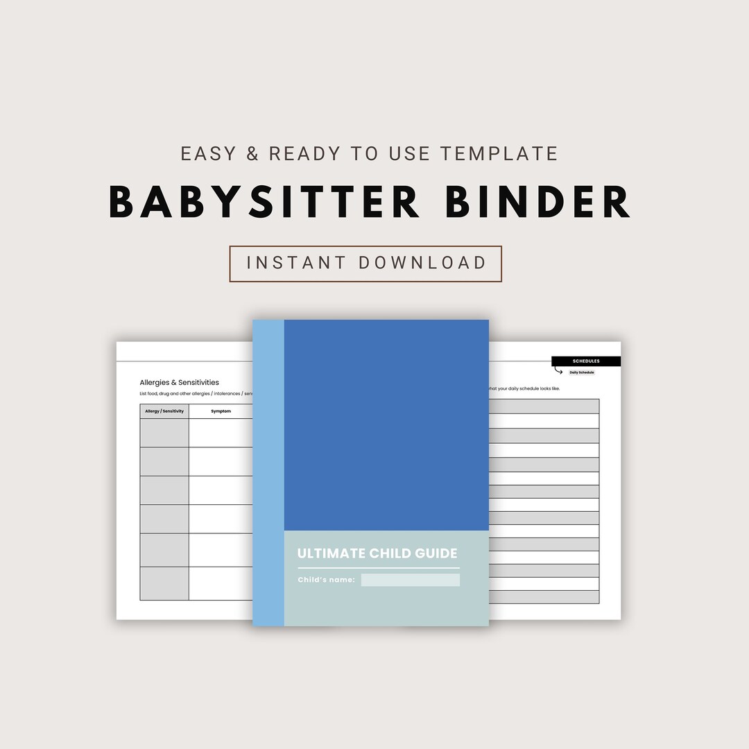 Babysitter Binder | the Ultimate Child Guide | Babysitter Information ...
