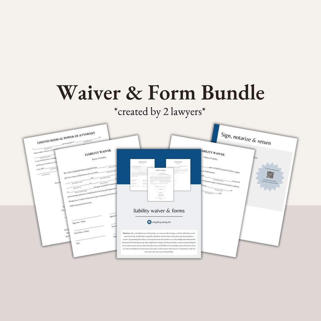 Forms & Waiver Bundle | Release Liability Waiver | Limited Medical ...