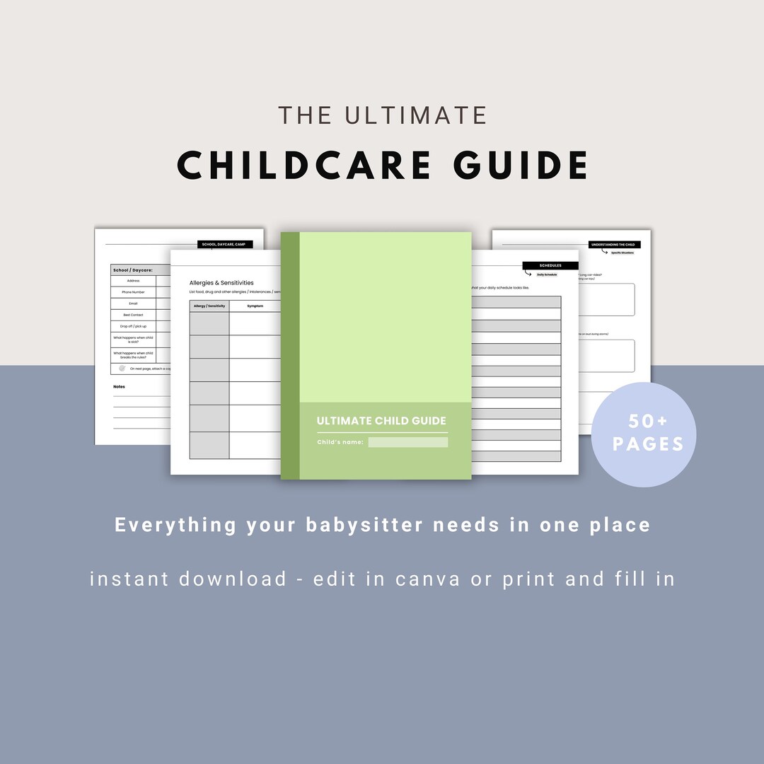 Ultimate Child Guide | Babysitter Binder | Babysitter Information ...