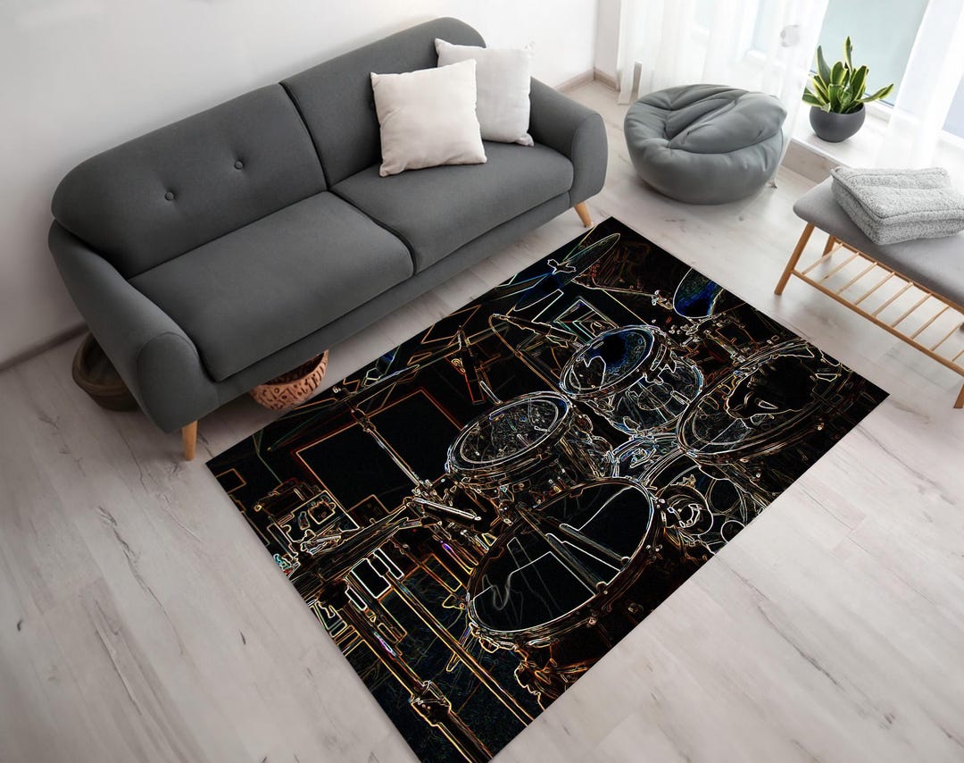 Drummer Rug, Drums, Drum Art Rug, Drummer Artistic Rug, Music Room ...