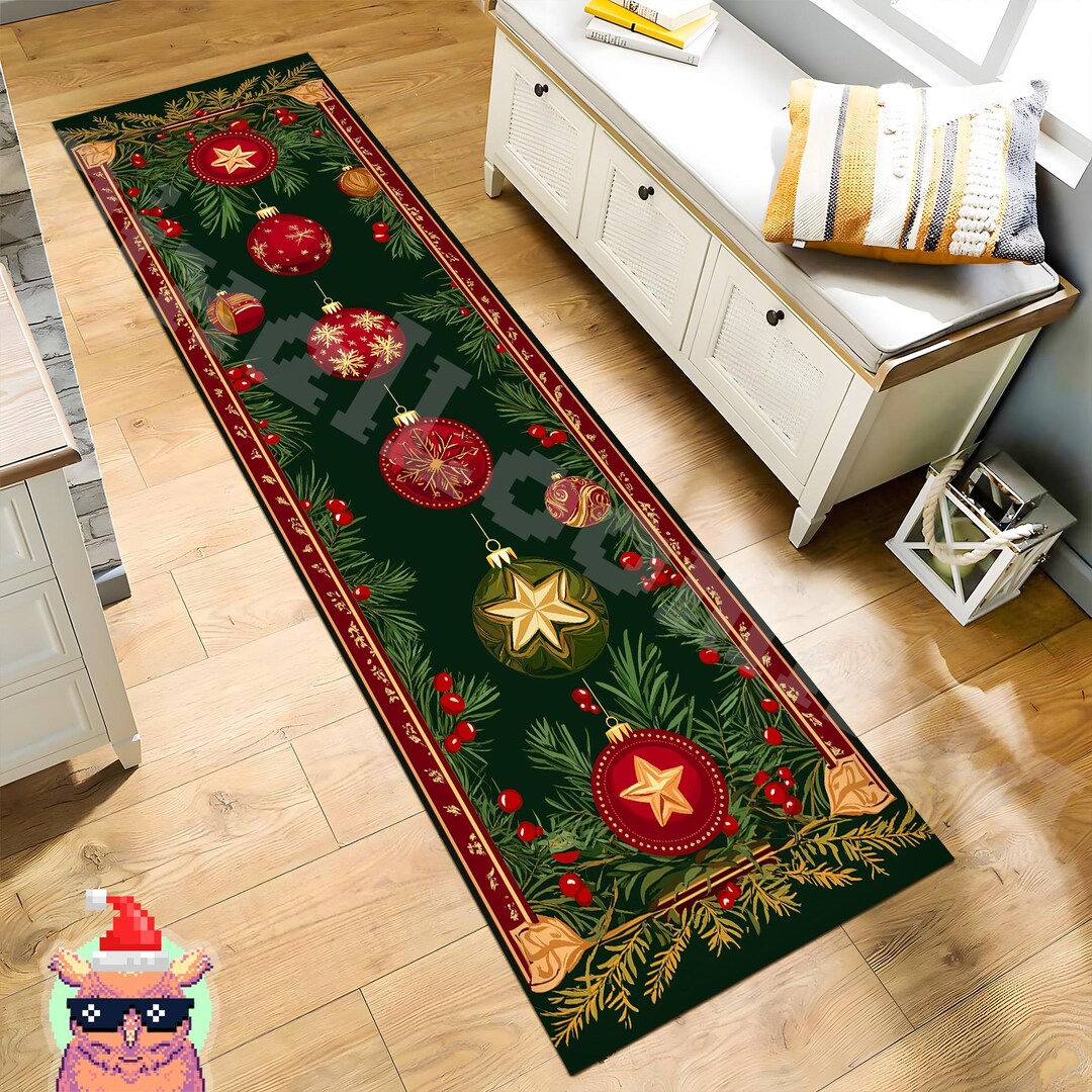Christmas Long Rug, Christmas Decor Rug, Xmas Runner Rug, Christmas ...
