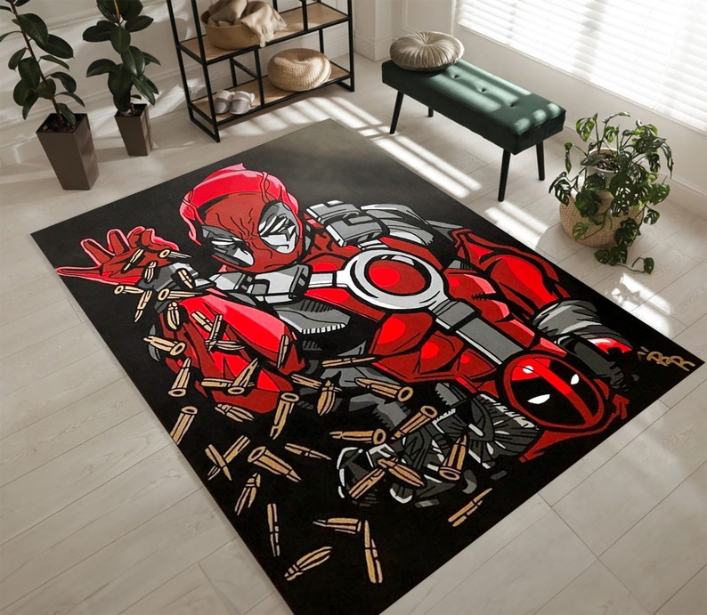 Deadpool Decor Rug, Amazing Deadpool Rug, Legend Deadpool Pattern Rug ...
