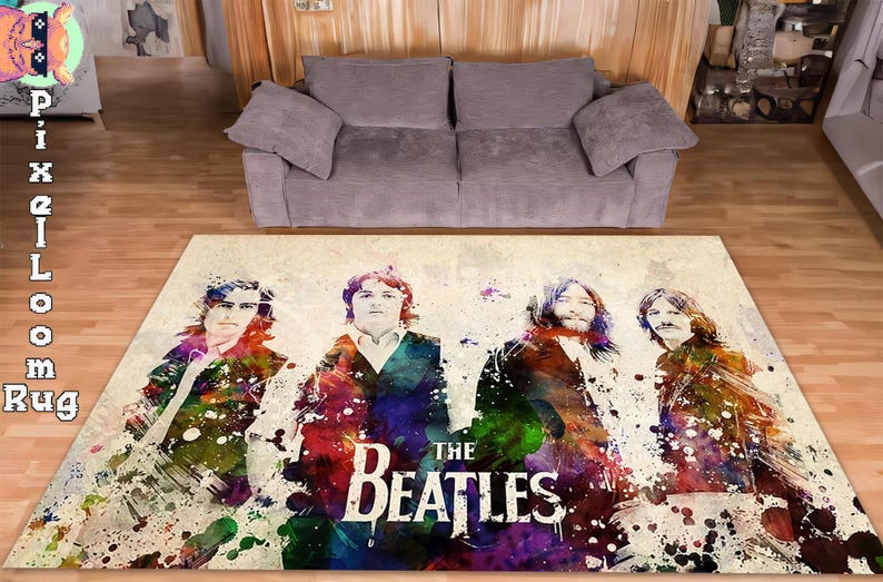 The Beatles Watercolor Rug – Colorful Rock Band Art Carpet for Music ...