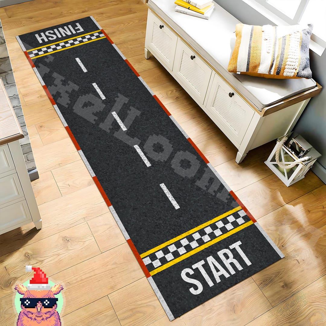 Race Track, Race Track Rug,start Line,finish Line,hallway Rug,long ...