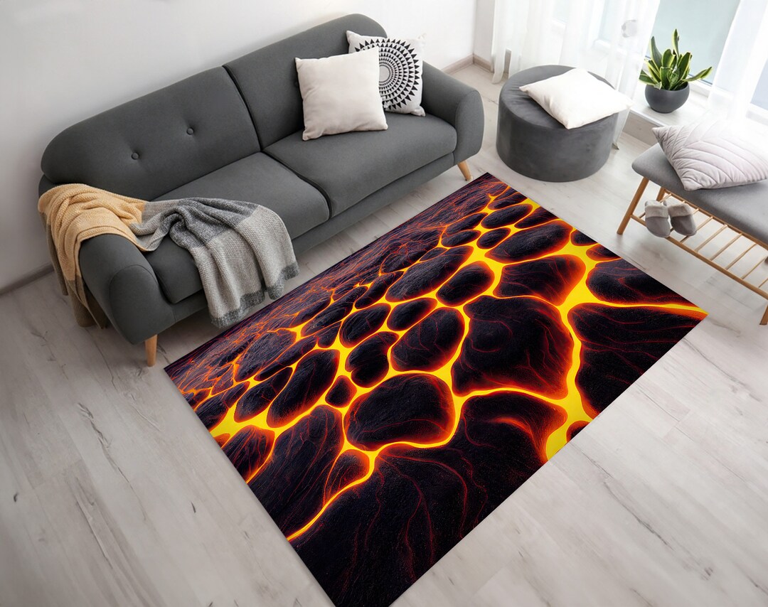 Lava Rug , Volcano Floor Rug, Hot Lava Rug,, 3D 2D Rug, Area Rug, Lava ...