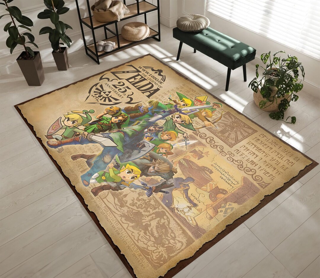 Zelda Patterned Rug, Zelda Rug Map ,legend of the Zelda, Gamer Rug ...