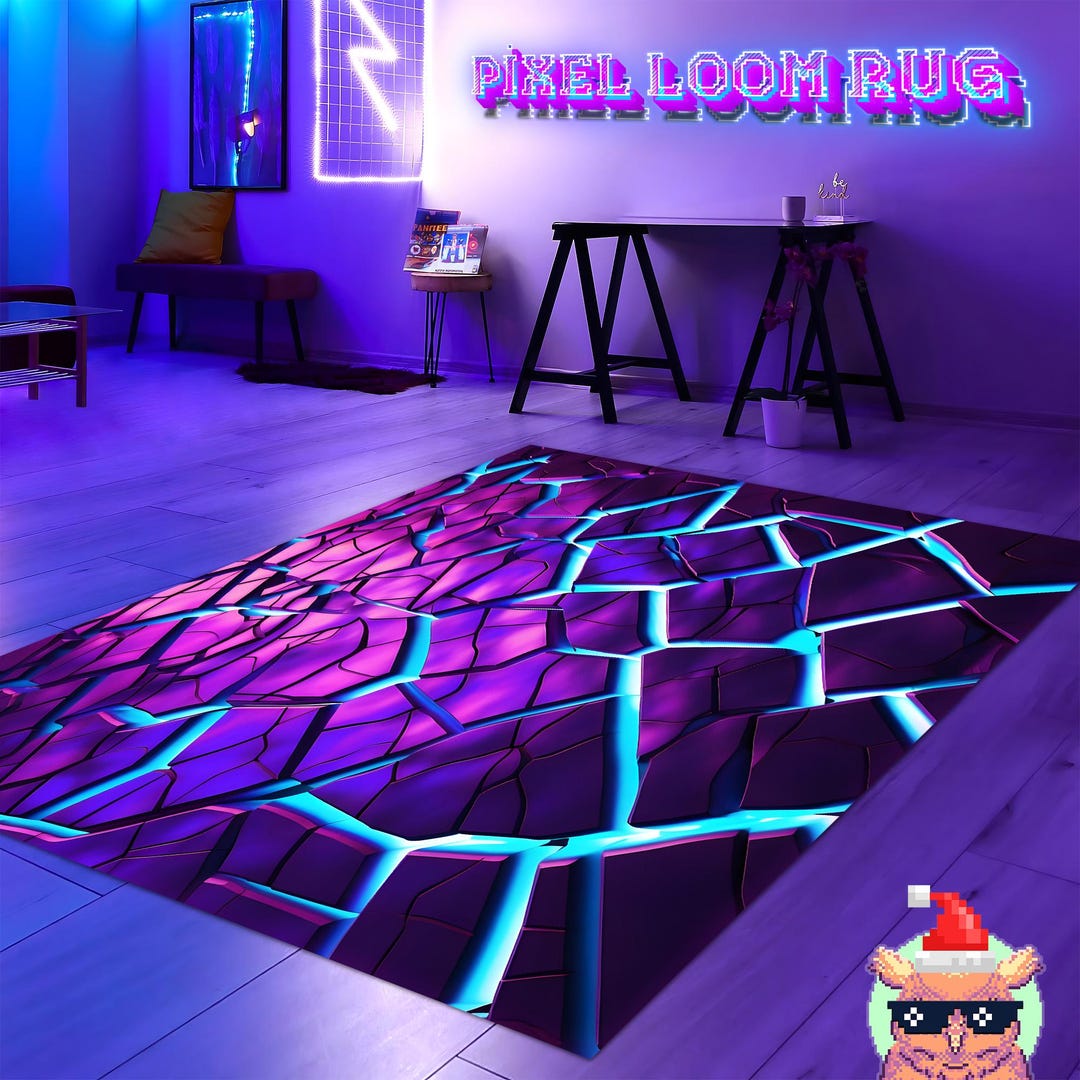 Purple Neon Rug,cool Rug, Gaming Illusion Rug, E-spor Rug, Neon Look ...