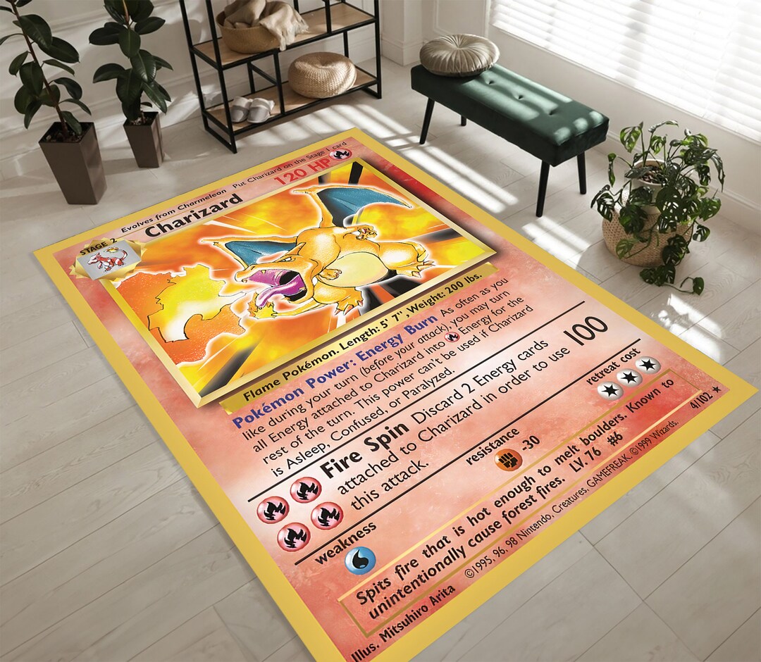 Game Card Rug, Charizard Rug, Anime Rug, Game Cards, Kids Room Rug ...