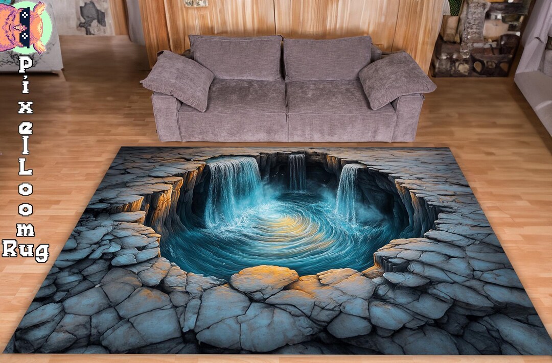 3D Waterfall Vortex Rug, Unique Illusion Carpet for Living Room or ...