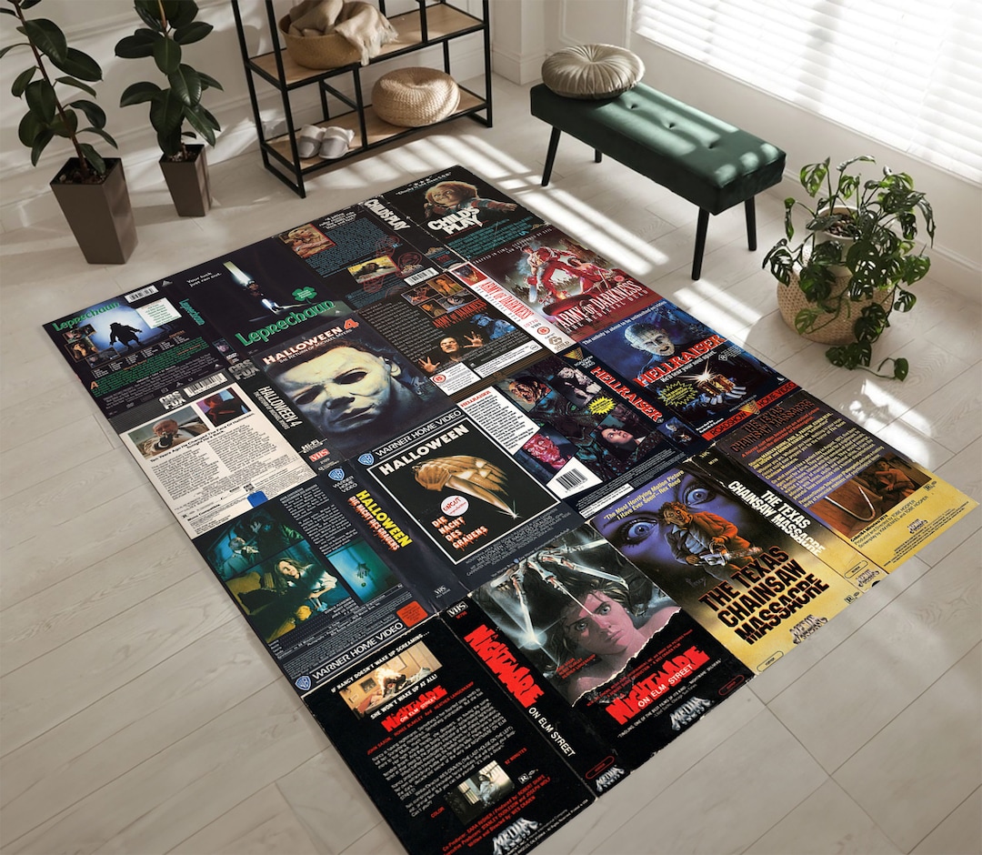 VHS Case Themed Horror , 80's Nostalgic Rug, Movie Room Rug,nostalgic ...