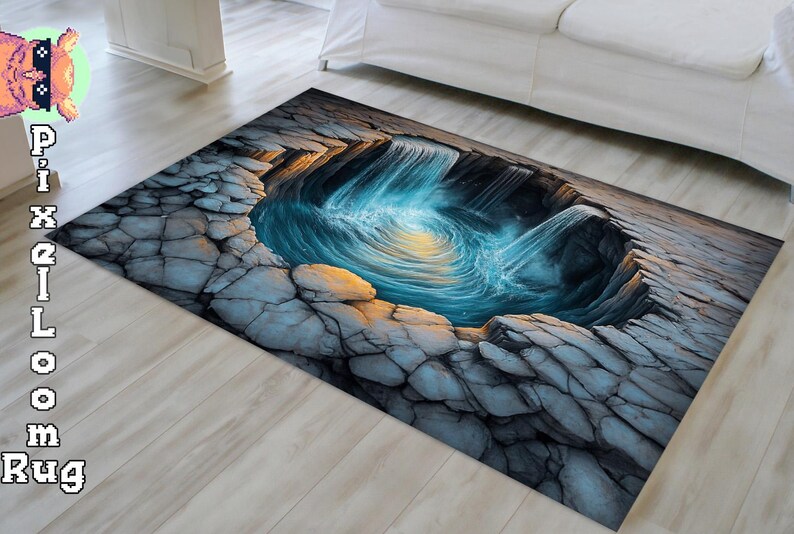 3D Waterfall Vortex Rug, Unique Illusion Carpet for Living Room or ...