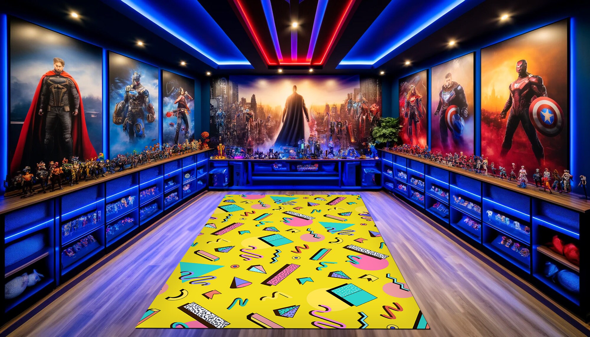 Retro Arcade Carpet, Colorful Trippy Area Rug, 80s 90s Accent Floor Mat ...