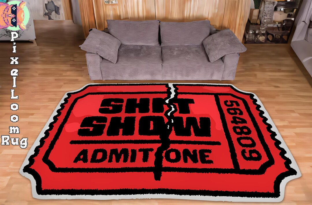 Retro Ticket Rug: Fun Pop Art Design for Living or Game Room - Etsy