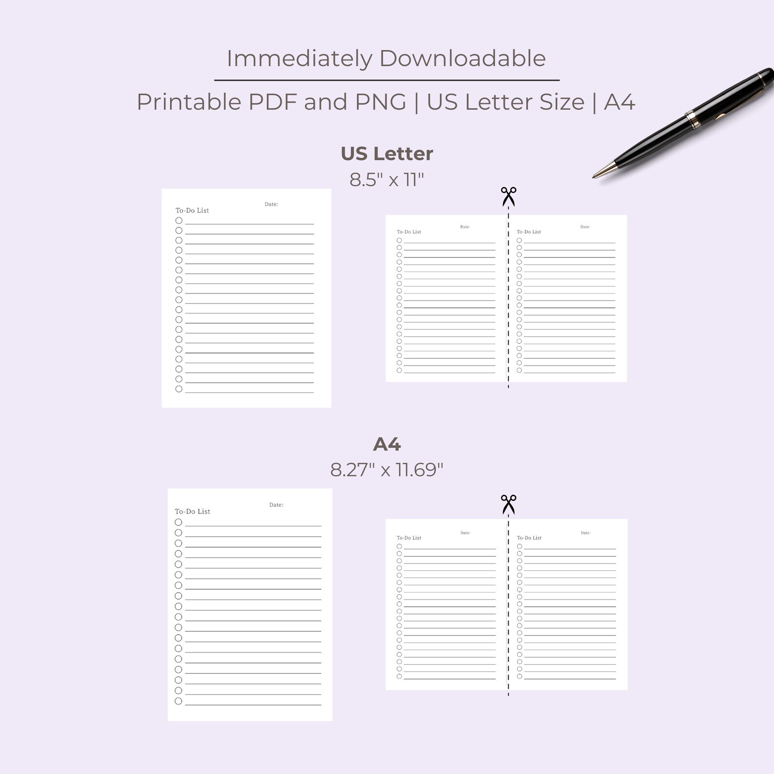 Printable To-do List Template, Minimalist, Modern, Simple, A4/US Letter ...
