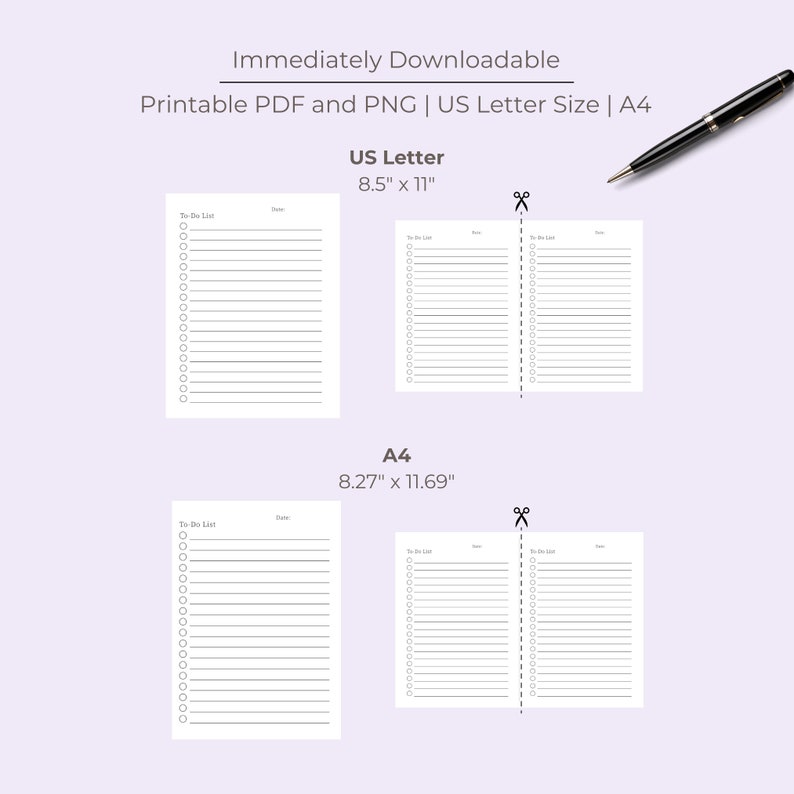 Printable To-do List Template, Minimalist, Modern, Simple, A4/US Letter ...