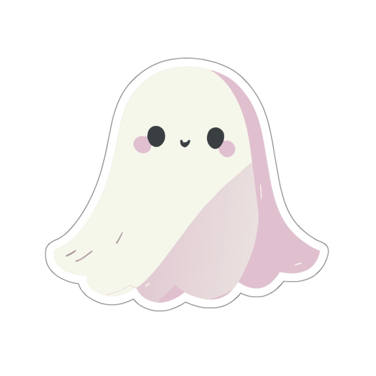 Halloween Cute Blushing Ghost Kiss-cut Sticker, Vintage Adorable Spooky ...