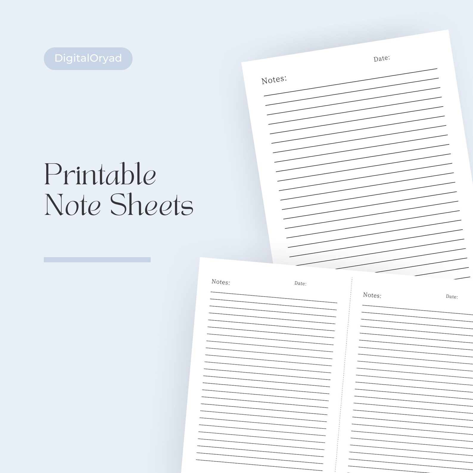 Printable Notepad Template, List, Planner, A4, US Letter, Half Sizes ...