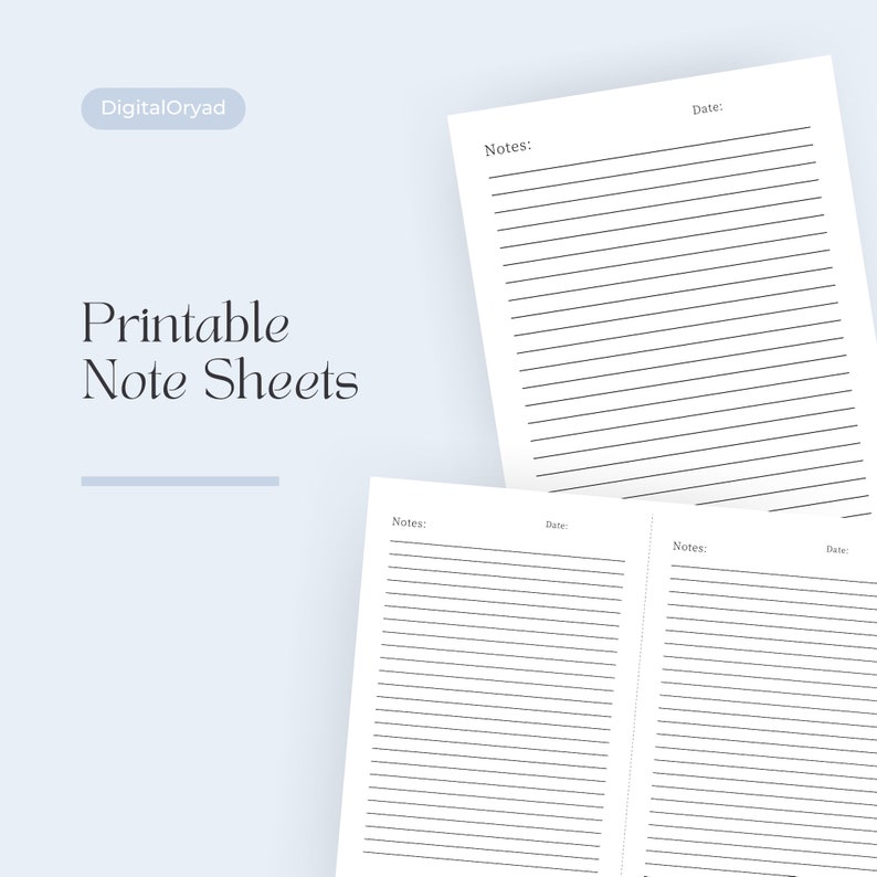 Printable Notepad Template, List, Planner, A4, US Letter, Half Sizes ...