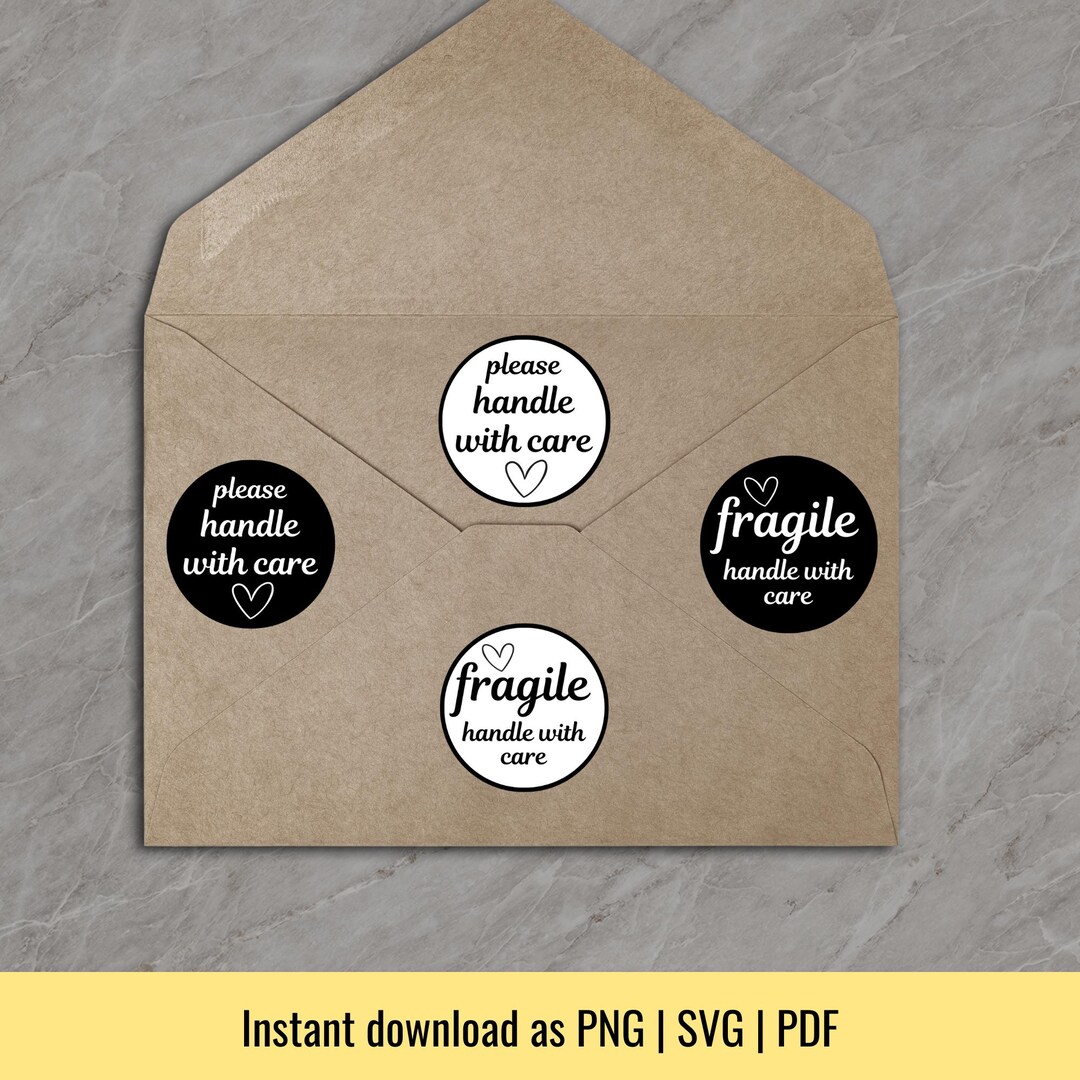 Fragile Handle With Care 2 Inch Round Sticker Template, 2 ", Circle ...