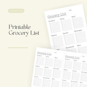 Printable Grocery List Template, Food Shopping List, Grocery Planner ...