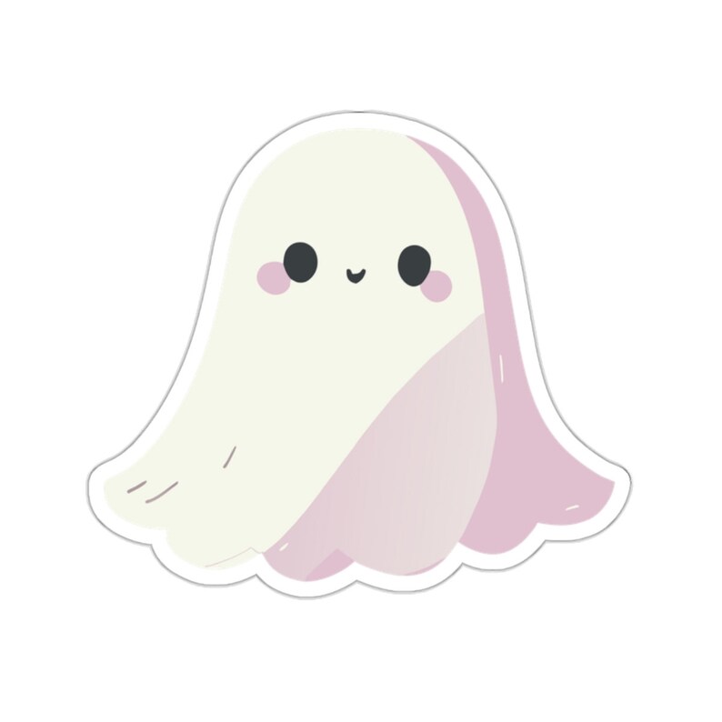 Halloween Cute Blushing Ghost Kiss-cut Sticker, Vintage Adorable Spooky ...