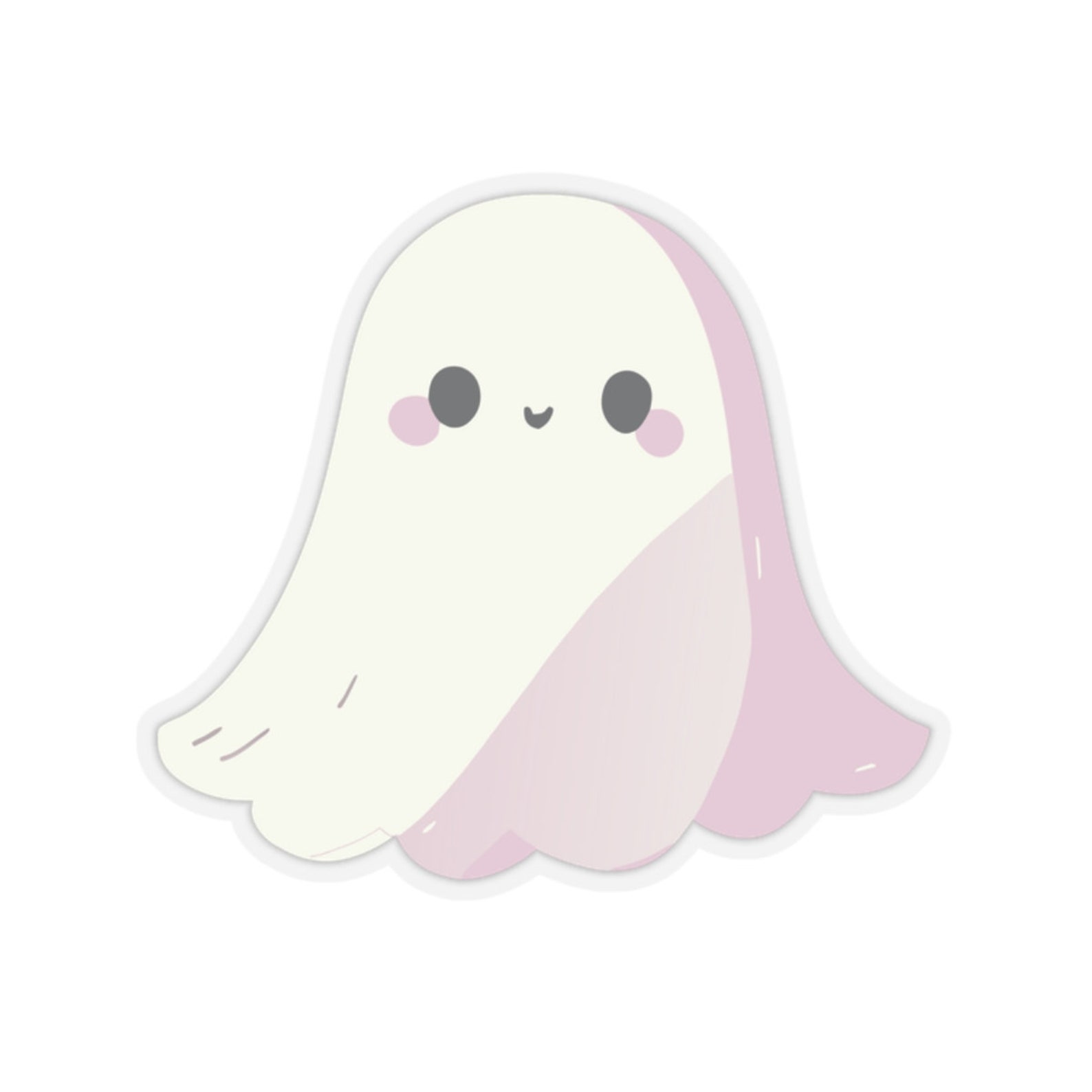 Halloween Cute Blushing Ghost Kiss-cut Sticker, Vintage Adorable Spooky ...