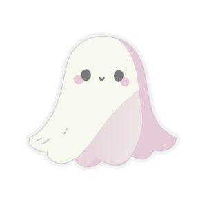 Halloween Cute Blushing Ghost Kiss-cut Sticker, Vintage Adorable Spooky ...