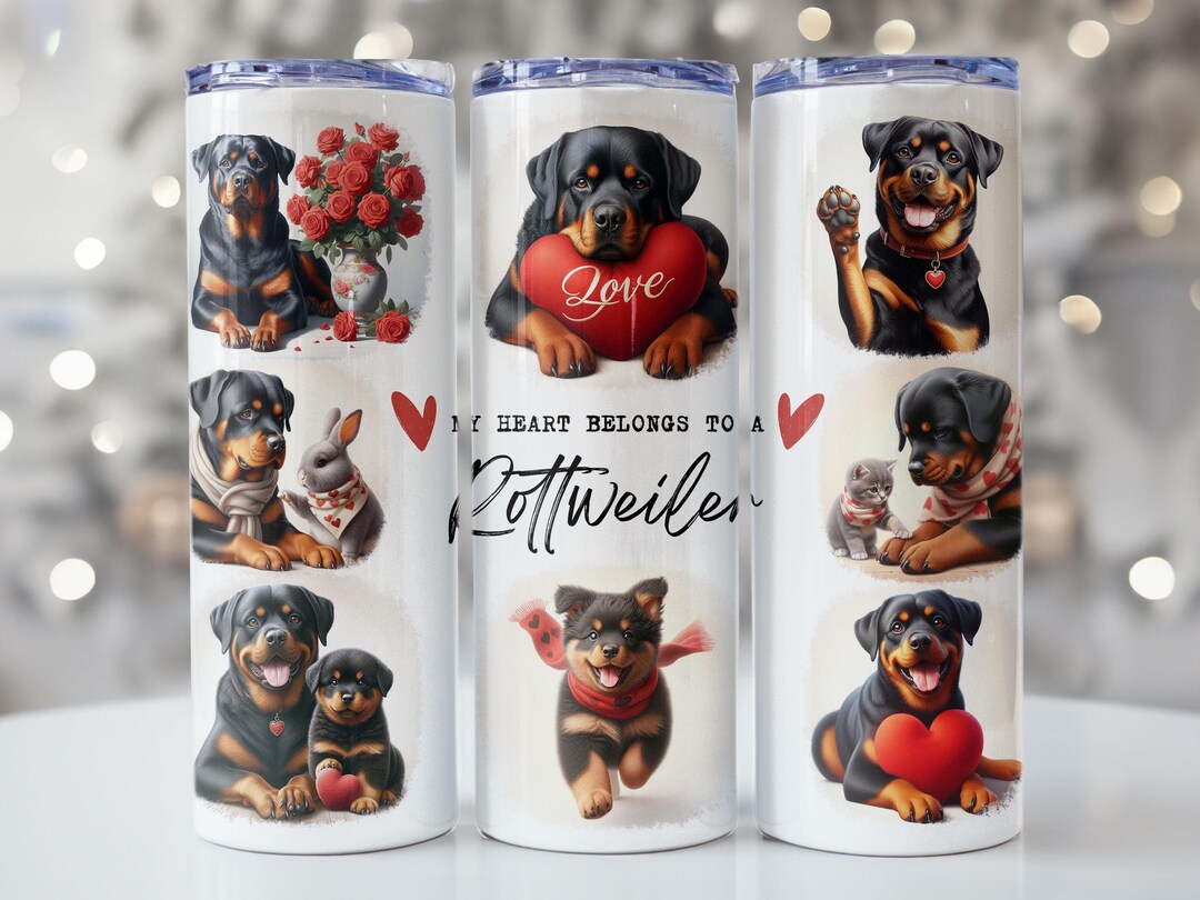 Rottweiler Valentine’s Tumbler Wrap PNG | Sublimation Design | Dog ...