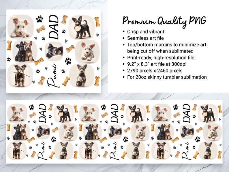 Pumi Dad Tumbler Wrap PNG, 20oz Skinny Sublimation Design, Dog Lover ...