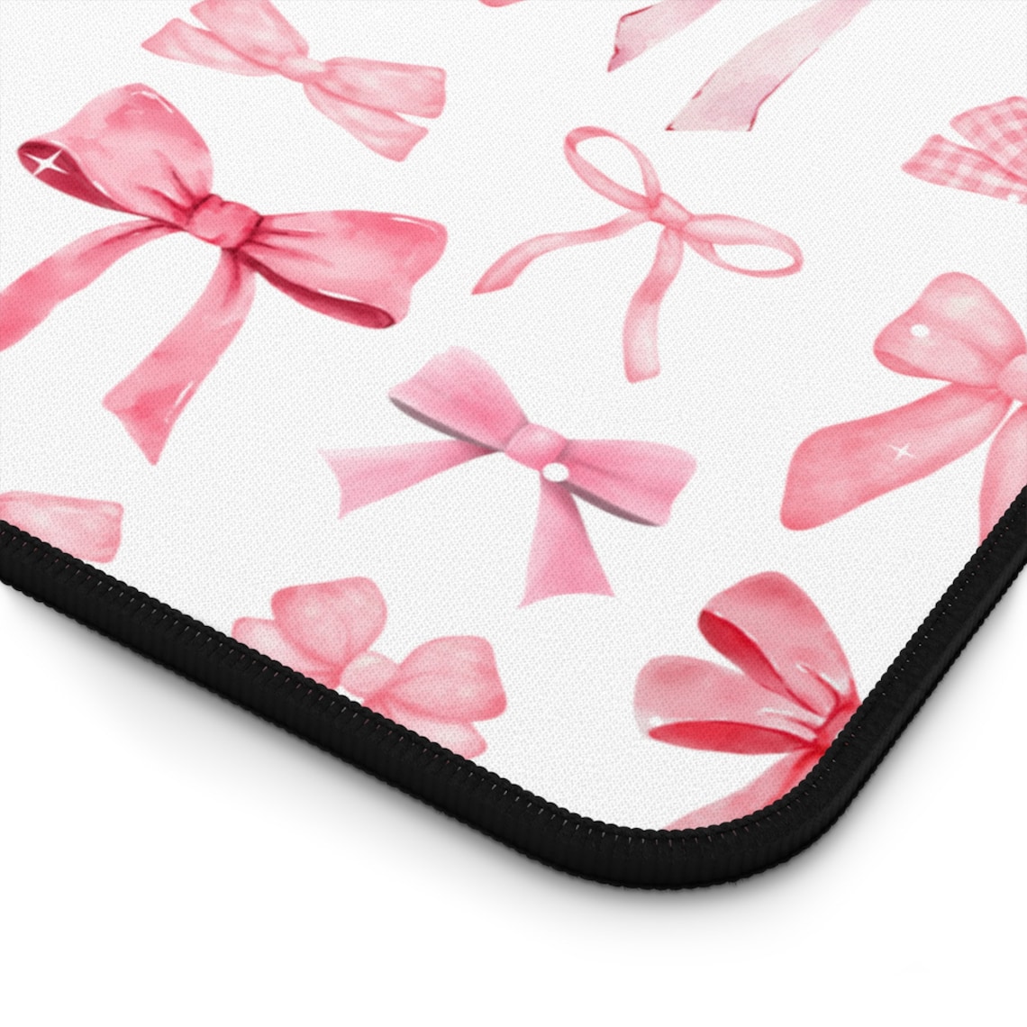 Trendy Pink Bows Coquette Desk Mat Mouse Pad, Preppy Aesthetic Desk ...