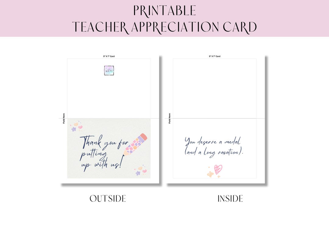 Teacher Appreciation Card, Printable Card, Thank You Amazing Teacher ...