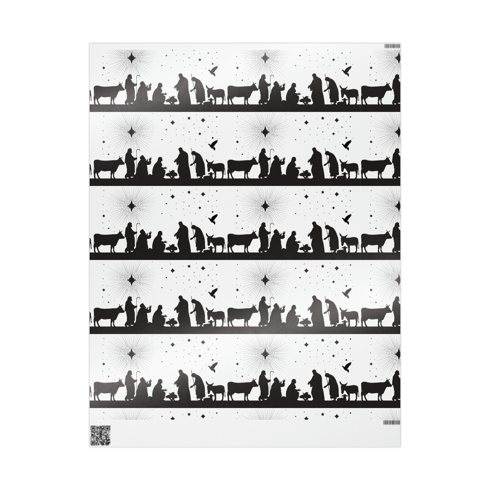 B&W Silhouette Nativity Scene Wrapping Paper - Etsy