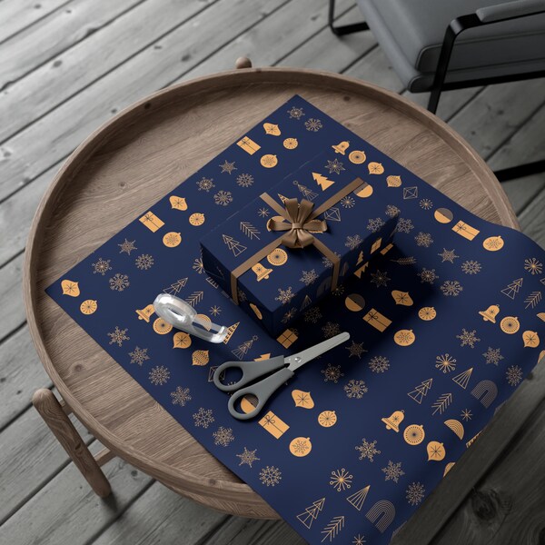 Navy and Rose Gold Wrapping Paper - Etsy