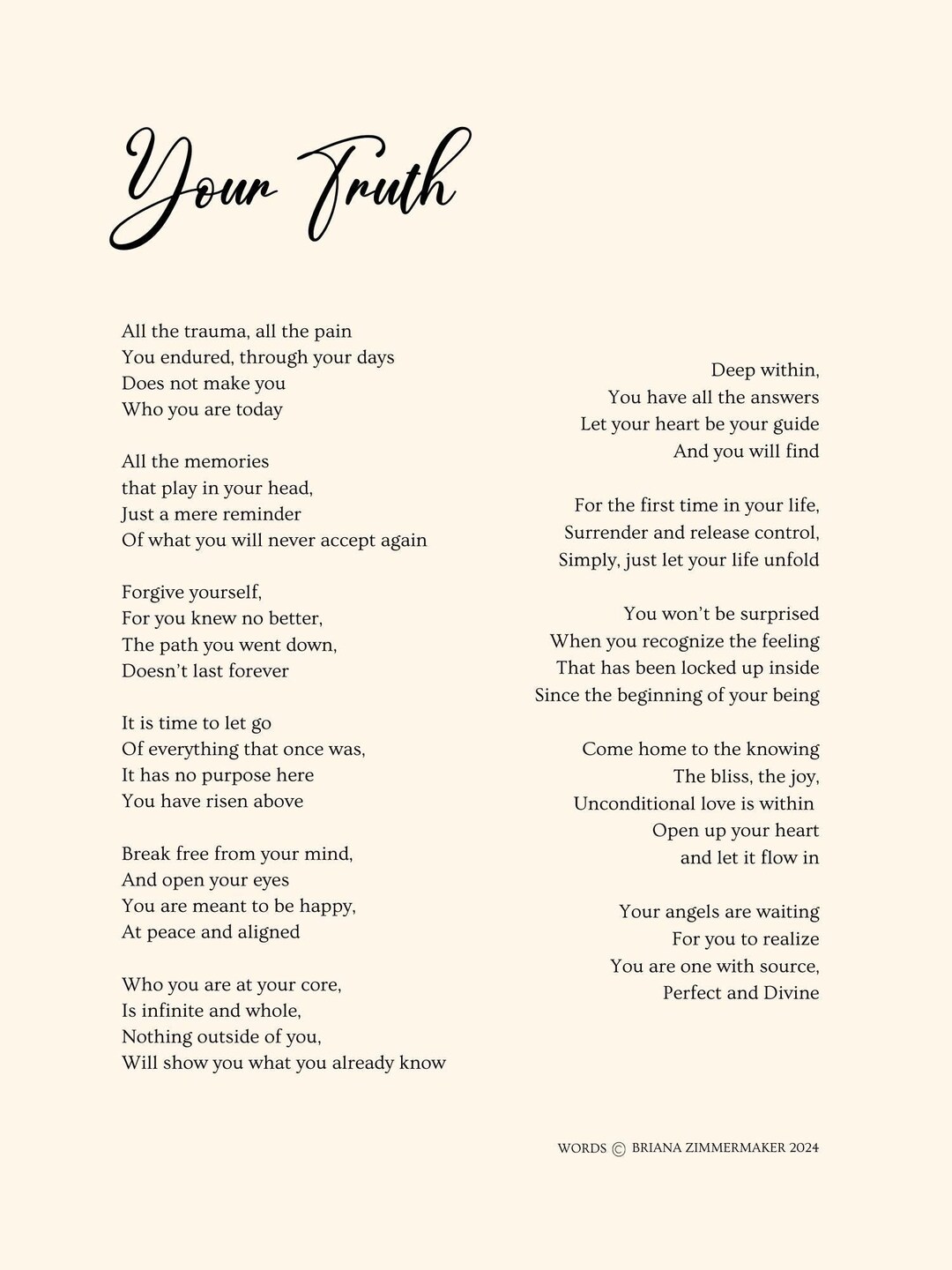 Spiritual Poem for Mindfulness and Awakening, Printable Poetry Digital ...