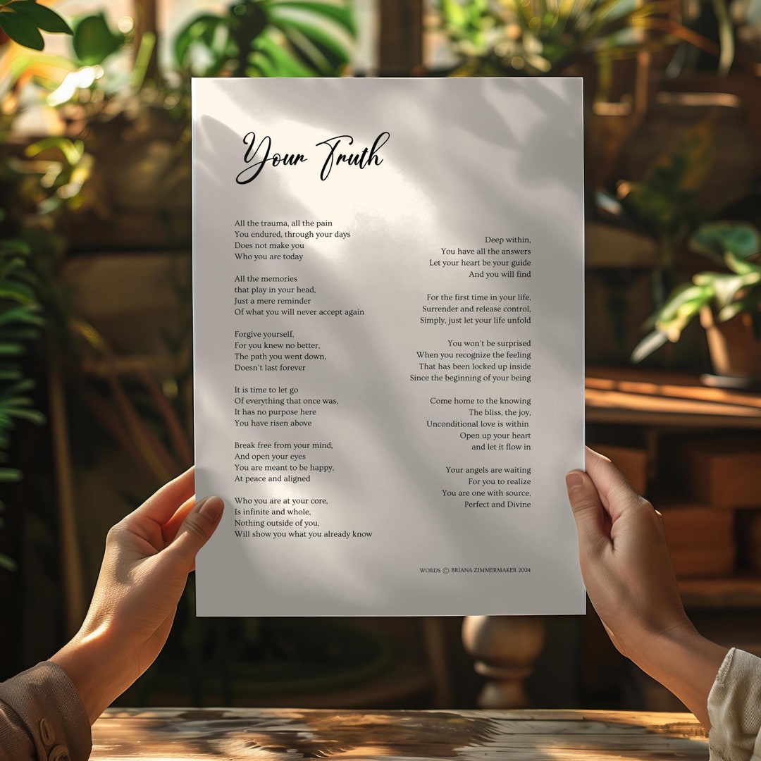 Your Truth Spiritual Enlightenment Poem, Printable Typography Wall Art ...