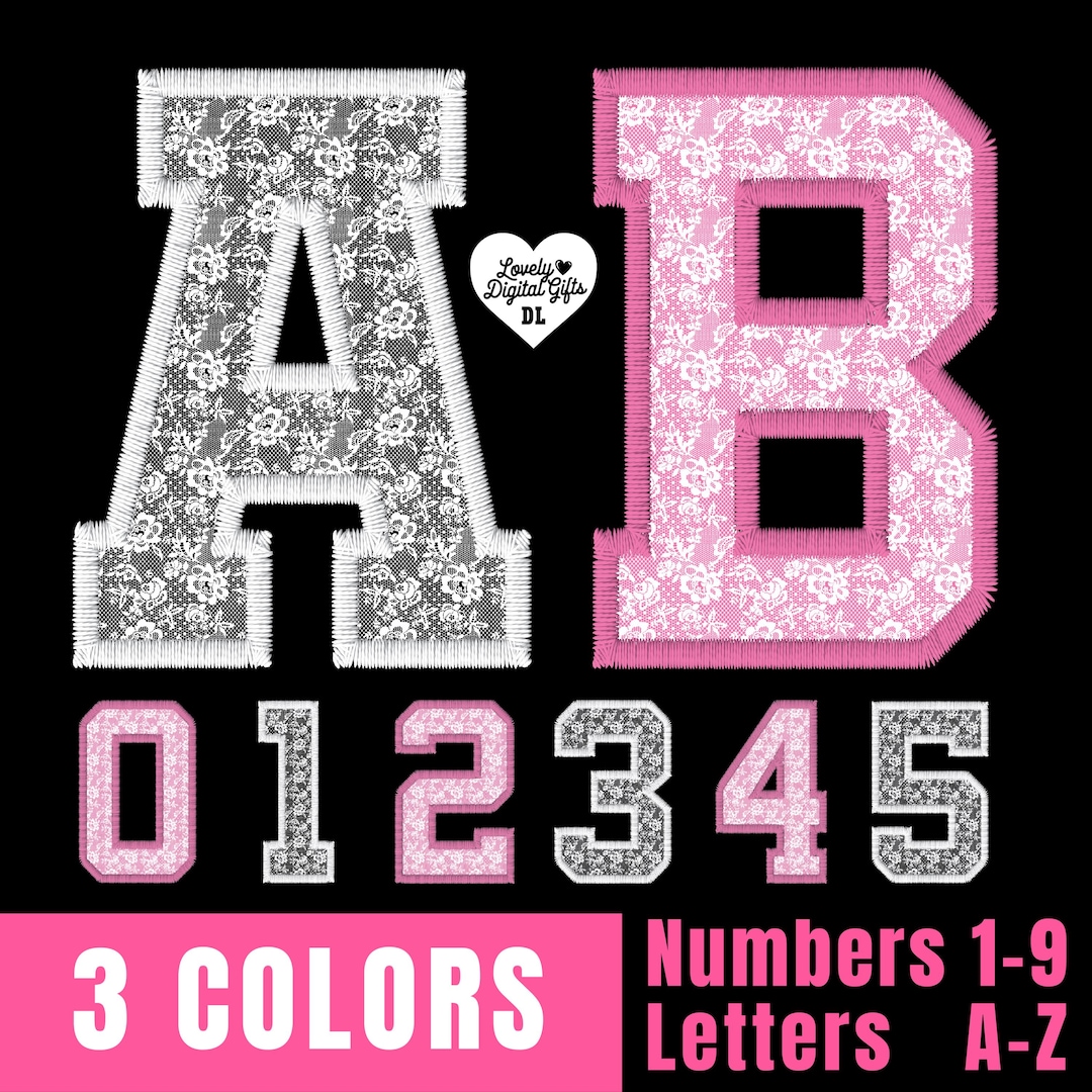 Lace Varsity Letters Png Bundle, Lace Varsity Alphabet Png, Floral ...