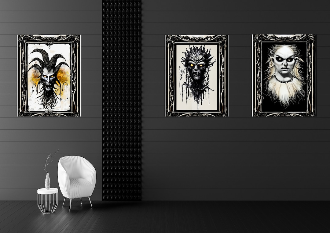 DEMON 4-5-6 Three Paintings of Demons Devil Evil Spirit Satan Lucifer ...