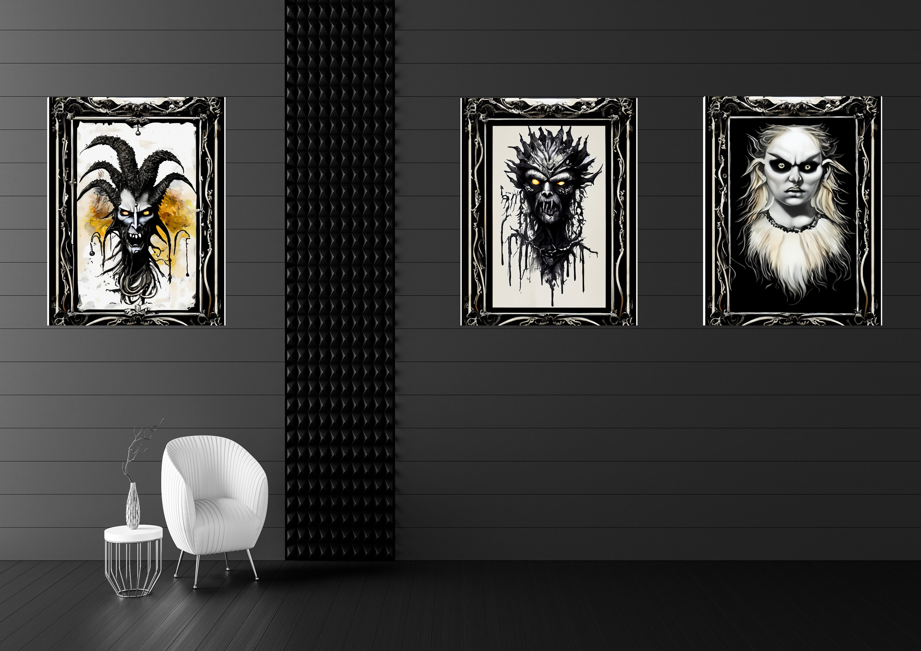 DEMON 4-5-6 Three Paintings of Demons Devil Evil Spirit Satan Lucifer ...