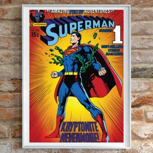 Superman Poster Comic Book Cover 24x36 Wall Hanging Home - Etsy