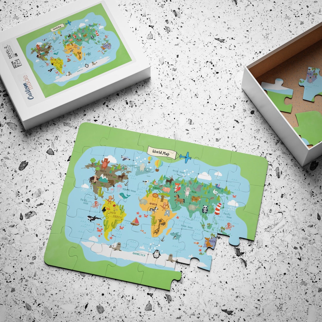 World Map, Kids Picture Puzzle, Toddler Learning, Classroom Supplies ...