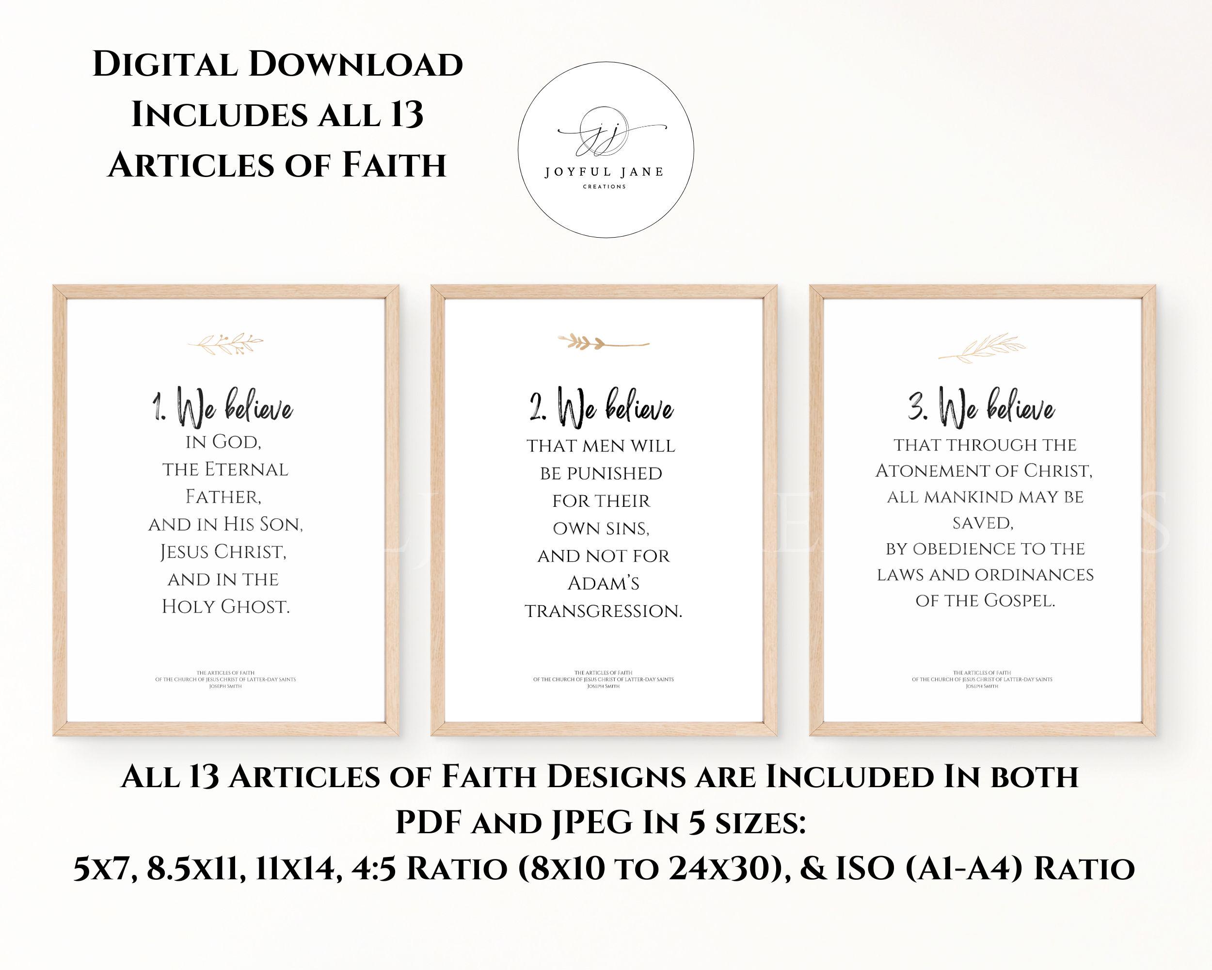 LDS Article of Faith Posters Digital Download Printable in Multiple Sizes, Church of Jesus ...
