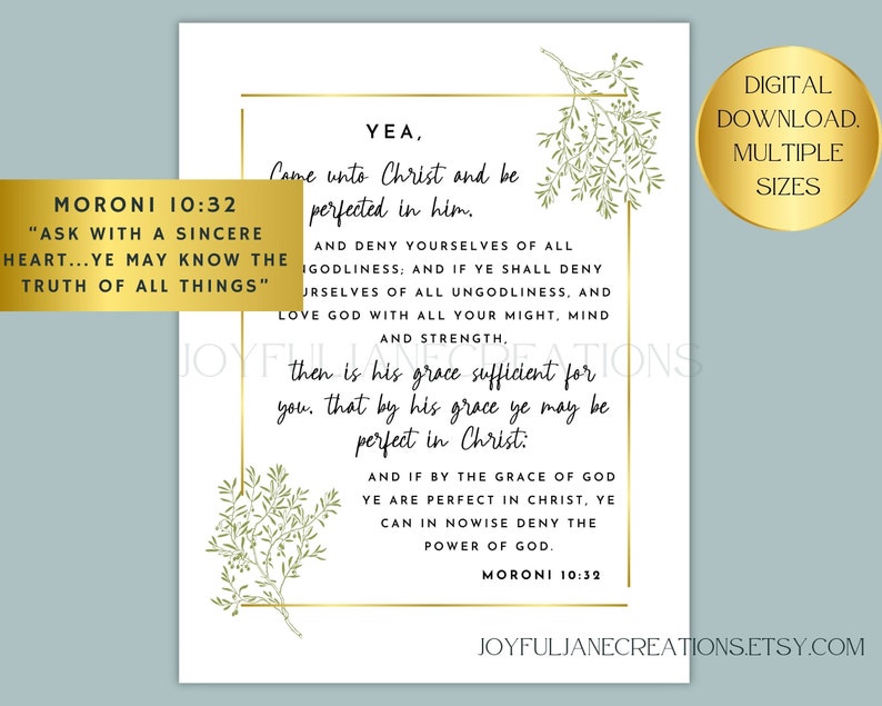 Book of Mormon Scripture Art Moroni 10:32 "come Unto Christ and Be ...