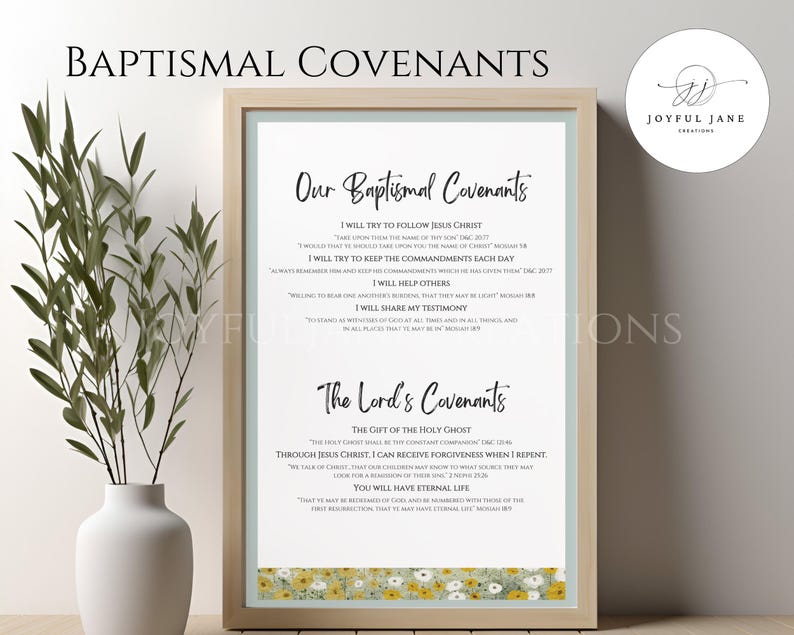 Baptism Covenants, LDS Baptism Gift Printable, Primary Gift, LDS ...