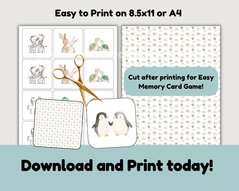 Noah's Ark Memory Match Cards for Kids, Christian Education Printable ...