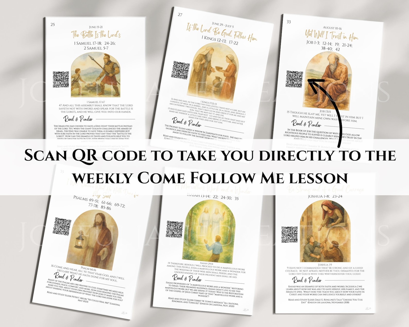 2026 Come Follow Me Old Testament Study Cards, LDS Weekly Scripture ...